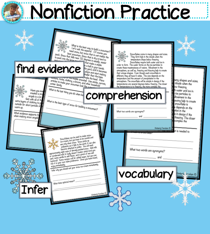 Snow Themed Non-Fiction Reading Comprehension Passages and Daily Skills ...