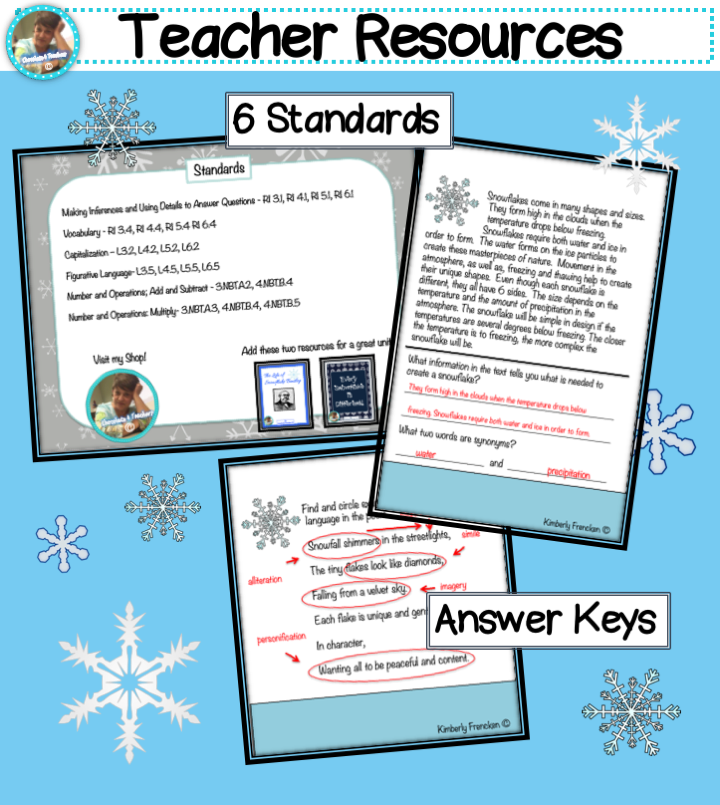 Snow Themed Non-Fiction Reading Comprehension Passages and Daily Skills ...