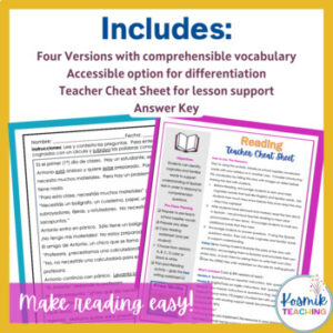 Spanish School Supplies Comprehensible CI Reading | Made By Teachers