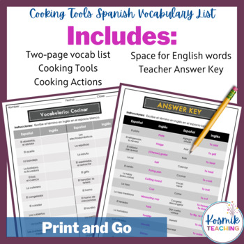 Spanish Cooking Vocabulary List | Made By Teachers