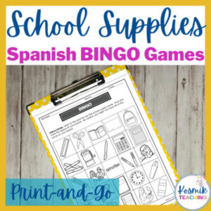 Spanish School Supplies Vocabulary Bingo Game | Made By Teachers