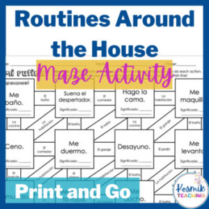 Spanish Routines Around the House Vocabulary Independent Practice Maze ...