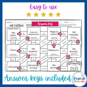 Spanish Routines Around the House Vocabulary Independent Practice Maze ...