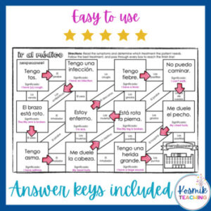 Spanish Symptoms and Treatments Vocabulary Independent Practice - Maze ...