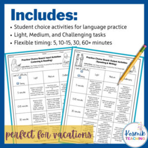 Independent Practice Choice Board for Spanish Class | Made By Teachers