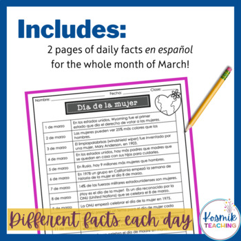 Daily Women's History Month Facts for Spanish Class | Made By Teachers