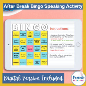 After Break Speaking Bingo Activity for Spanish Class | Made By Teachers