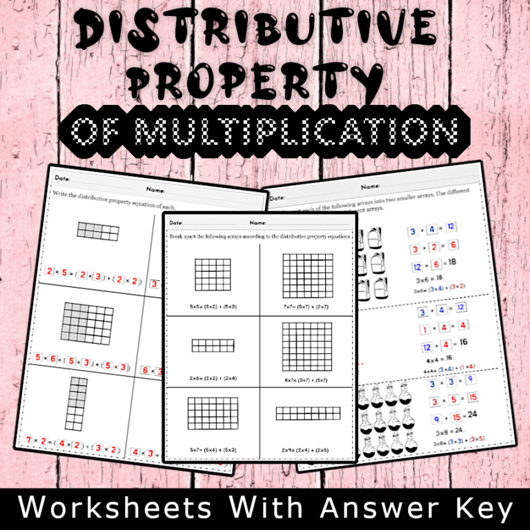 Distributive Property Arrays- Multiplication Arrays Worksheets ...