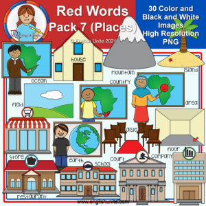Clip Art - Red Words Pack 7 (Places) | Made By Teachers