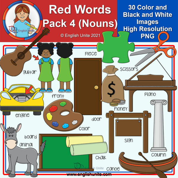 Clip Art - Red Sight Words Pack 4 | Made By Teachers