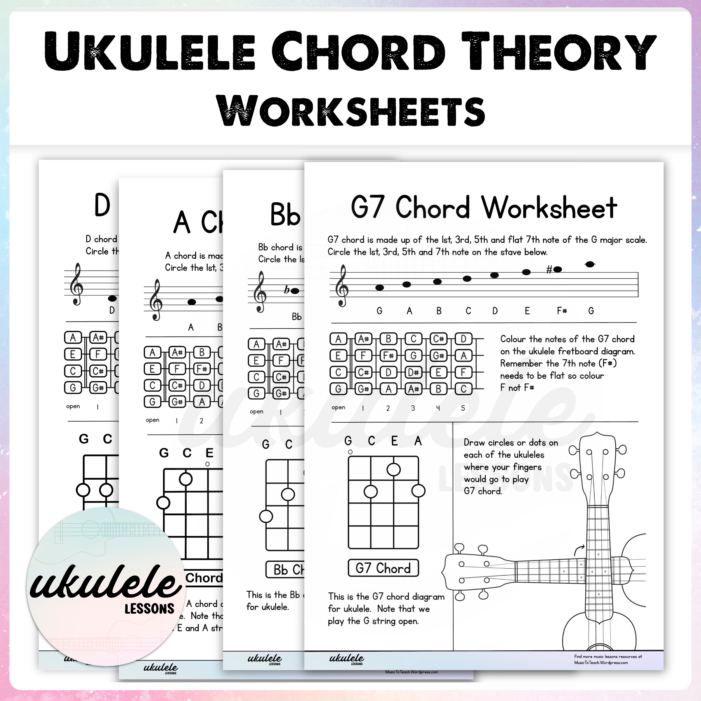 Ukulele Chord Theory Worksheets Bundle | Made By Teachers