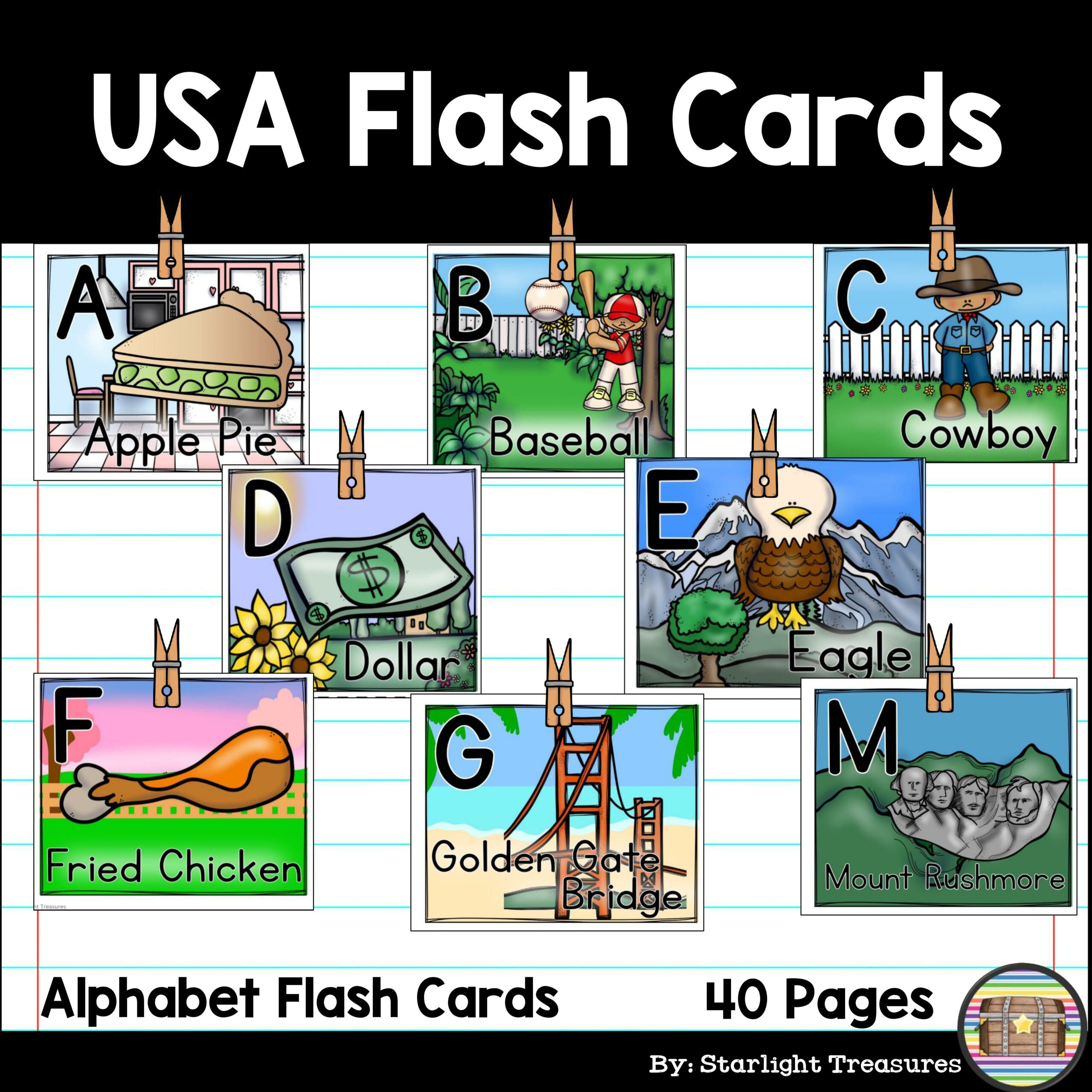 Alphabet Flash Cards for Early Readers - United States of America, USA ...