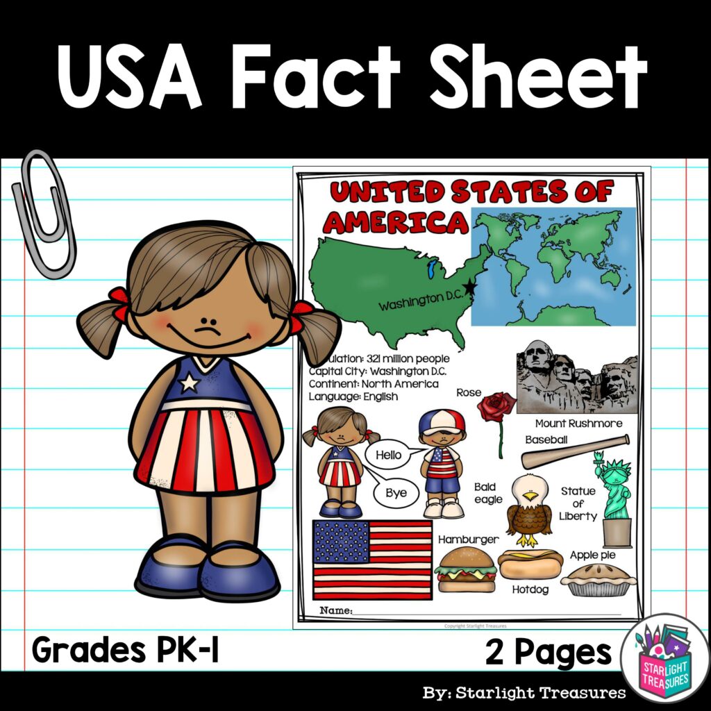 USA Fact Sheet - United States of America Fact Sheet - FREEBIE | Made ...
