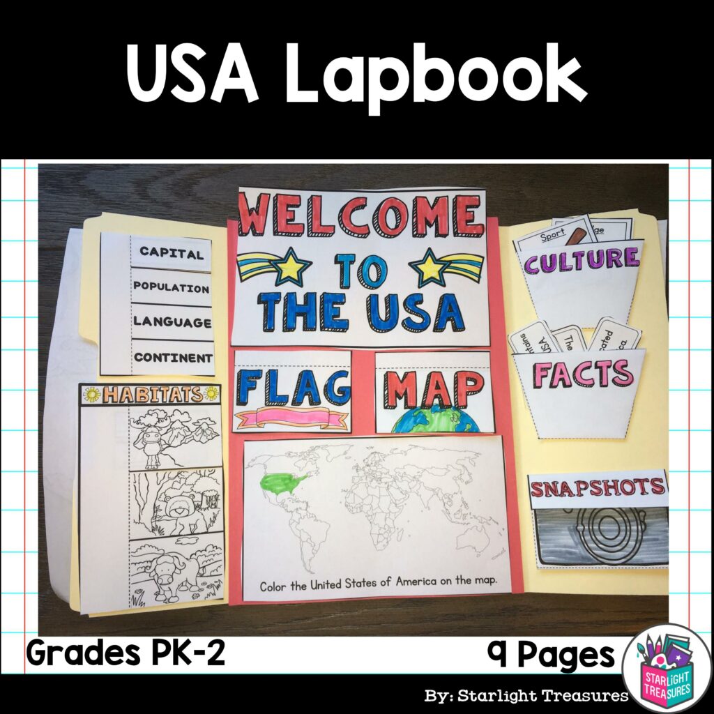 USA United States of America Lapbook for Early Learners - Country Study ...