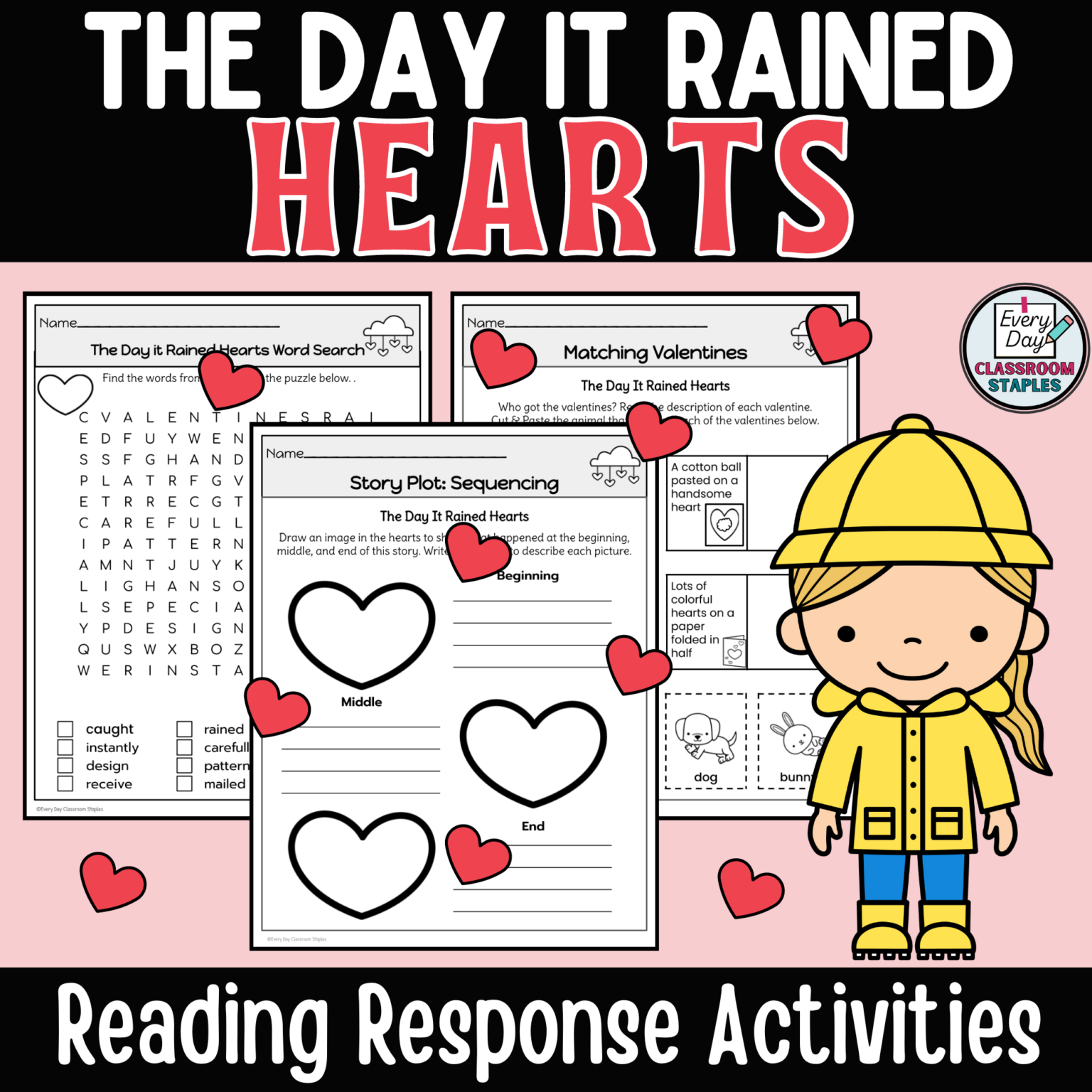 The Day It Rained Hearts Read Aloud Comprehension and Writing ...