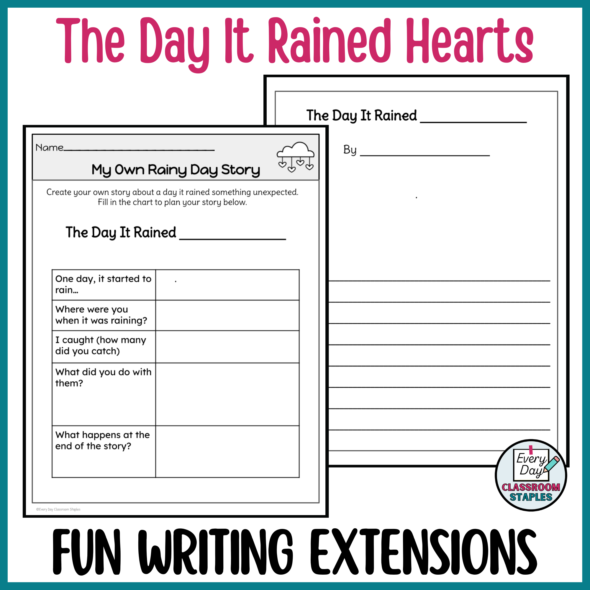 The Day It Rained Hearts Read Aloud Comprehension and Writing ...