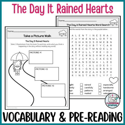The Day It Rained Hearts Read Aloud Comprehension and Writing ...