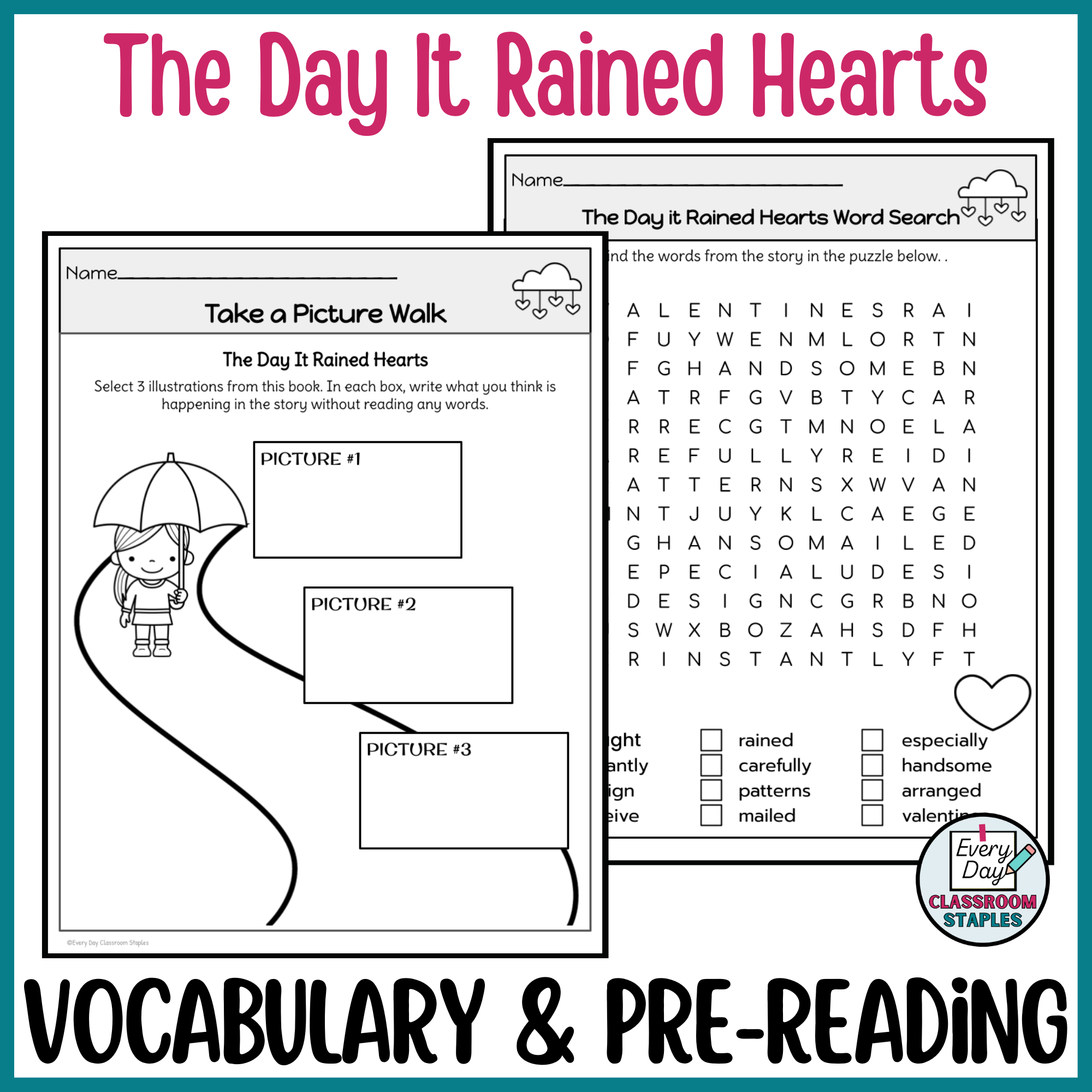The Day It Rained Hearts Read Aloud Comprehension and Writing ...