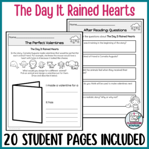 The Day It Rained Hearts Read Aloud Comprehension and Writing ...