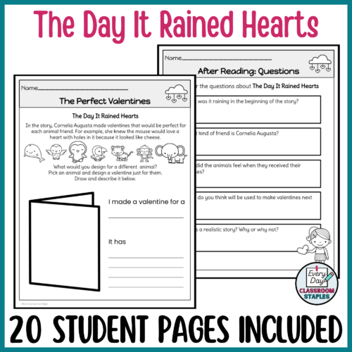 The Day It Rained Hearts Read Aloud Comprehension and Writing ...