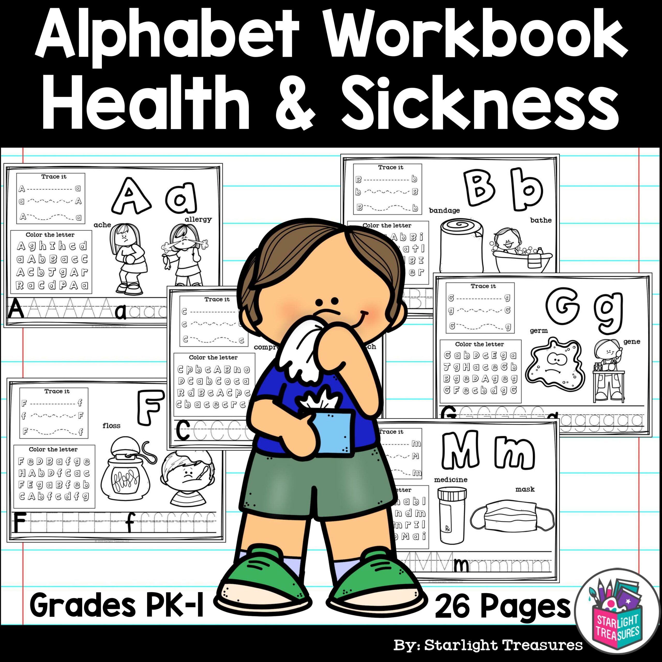 Alphabet Workbook: Worksheets A-Z Health & Sickness FREEBIE | Made By ...