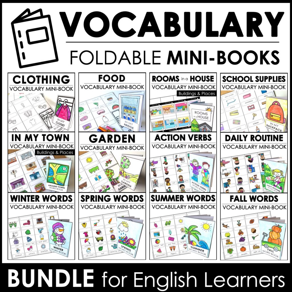 ESL Basic Vocabulary Mini-Books | Seasons, Food, House, Verbs, School ...