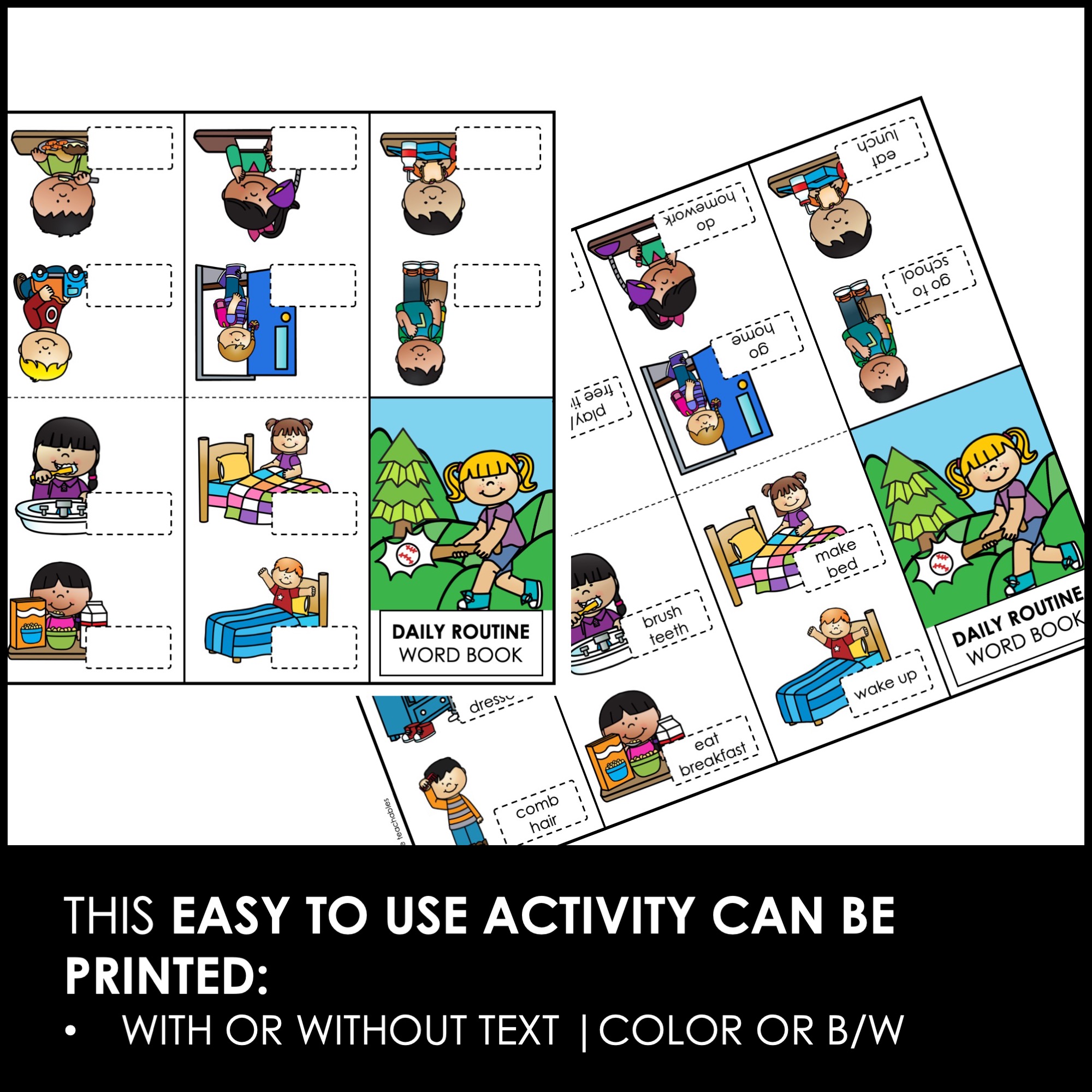 Daily Routine Home & School Mini Verb Book | ESL Picture Dictionary ...