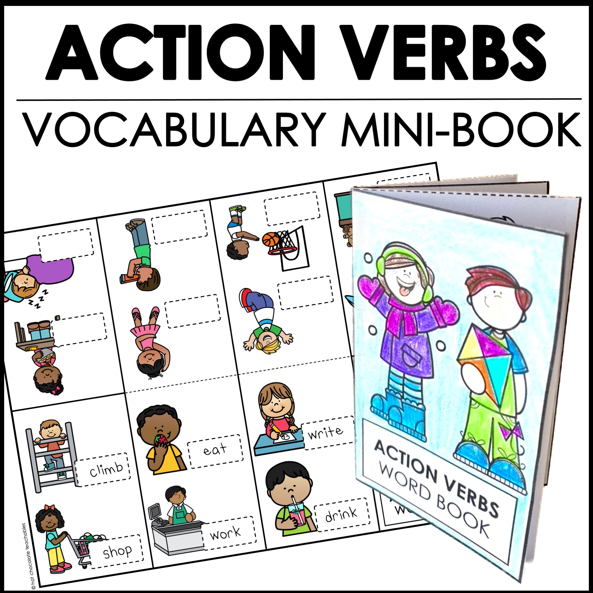 Action Verbs Mini Word Book ESL Picture Dictionary Activity Made By