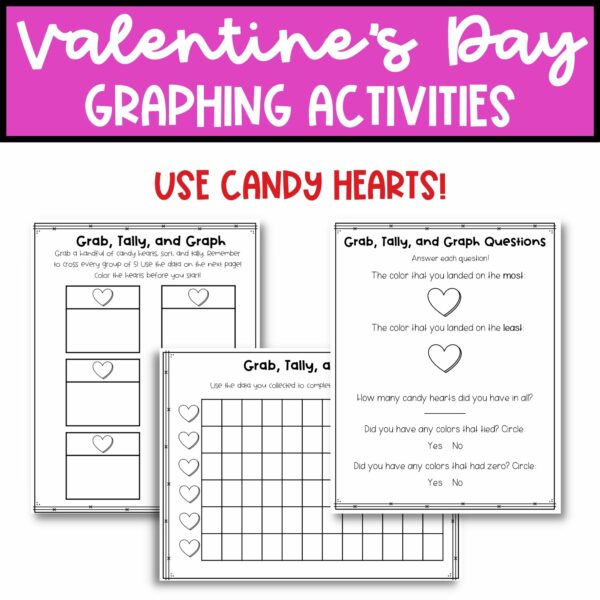 Valentine's Day Math: Graphing Activities and Candy Heart Math Centers ...
