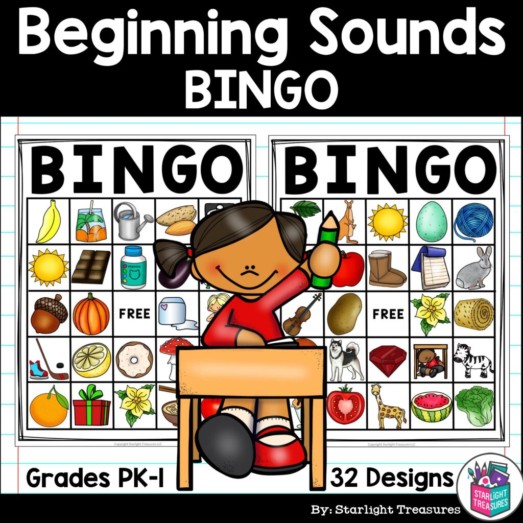 Beginning Sounds Bingo Cards for Early Readers - Alphabet Sounds Bingo ...
