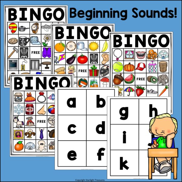 Beginning Sounds Bingo Cards for Early Readers - Alphabet Sounds Bingo ...
