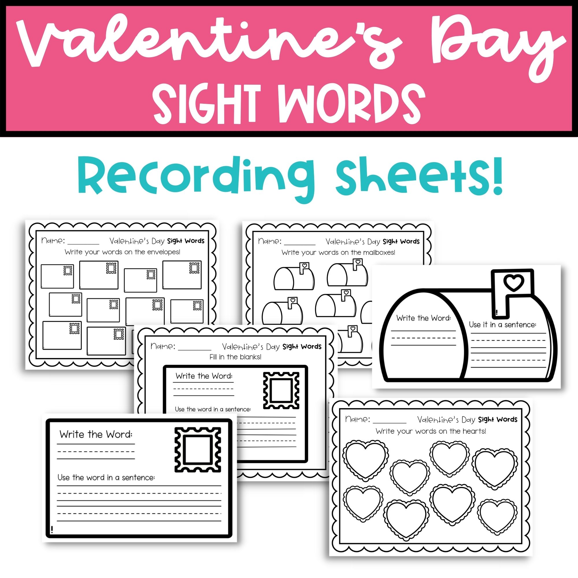 Valentine's Day Centers: Sight Word Activity with EDITABLE cards | Made ...