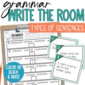 Types of Sentences - Grammar Practice - Write the Room Activity | Made ...