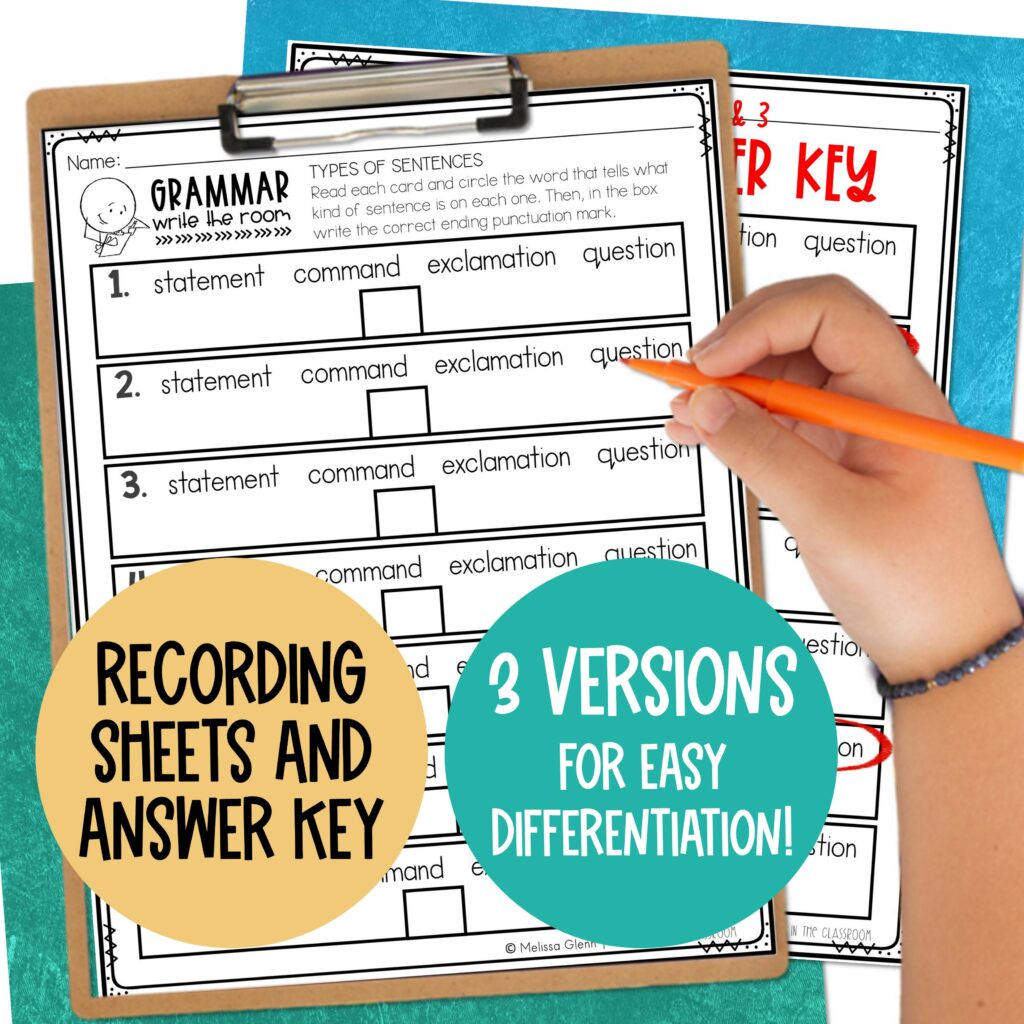 Types of Sentences - Grammar Practice - Write the Room Activity | Made ...