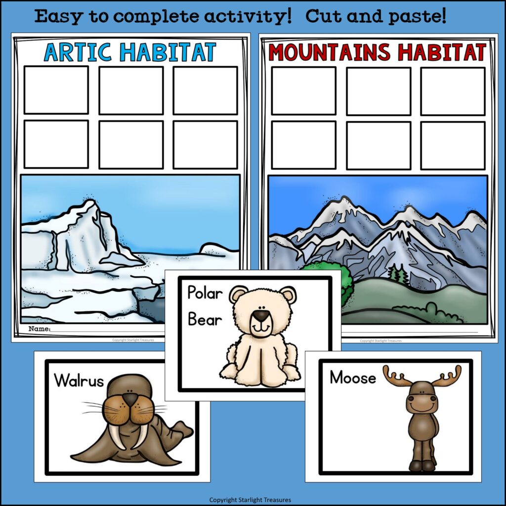 Animal Habitats Sorting Mats for Early Readers - Animal Habitats ...