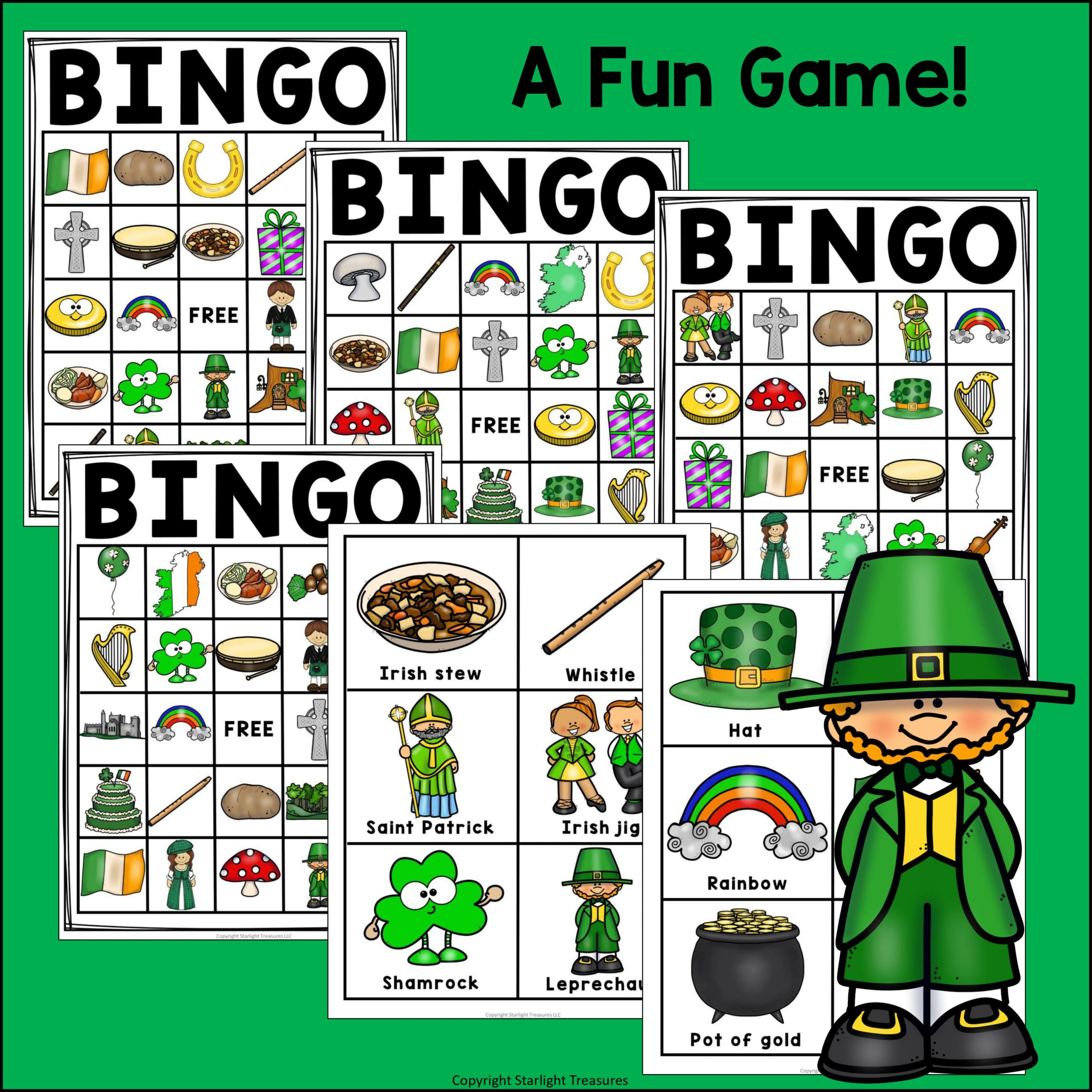 Saint Patrick's Day Bingo Cards for Early Readers - St. Patrick's Bingo ...