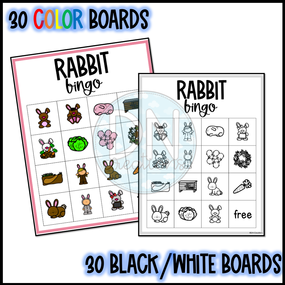 Rabbit Bingo Game l Rabbit Digital Activity l Bunny Bingo l Easter ...