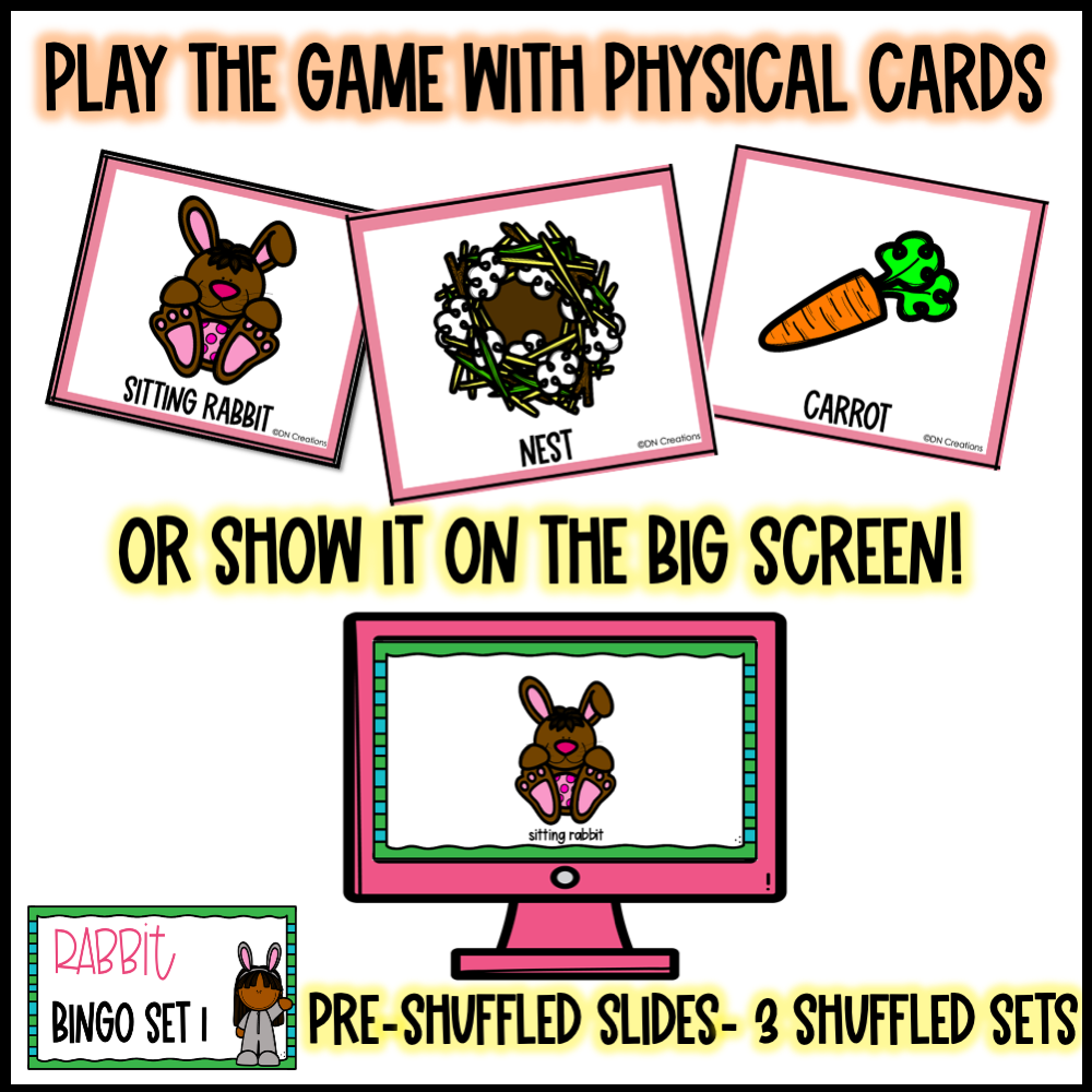 Rabbit Bingo Game l Rabbit Digital Activity l Bunny Bingo l Easter ...