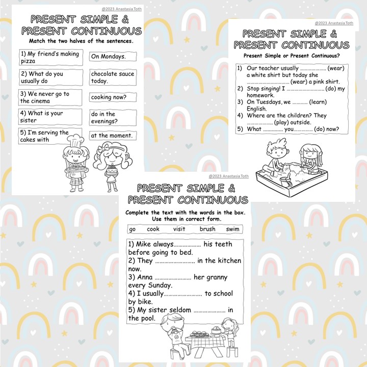 PRESENT CONTINUOUS/SIMPLE ESL EFL printable worksheet activities | Made ...