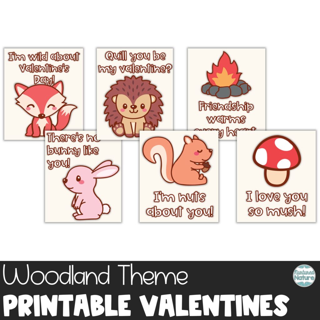 Woodland Animals Printable Valentines for Students - Fox, Rabbit ...
