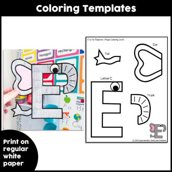 Letter E Craft | Elephant Craft | Alphabet Crafts | Uppercase Letter ...