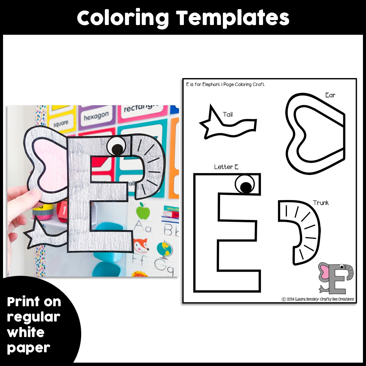 Letter E Craft | Elephant Craft | Alphabet Crafts | Uppercase Letter Activities | Made By Teachers