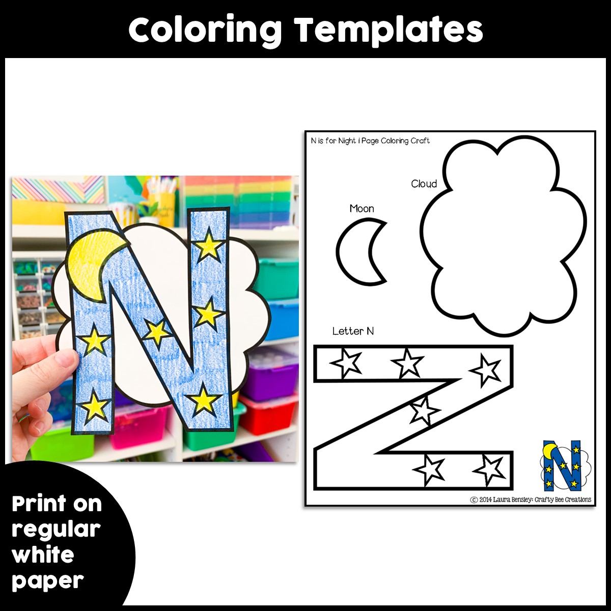 Letter N Craft | Night Craft | Alphabet Crafts | Uppercase Letter ...