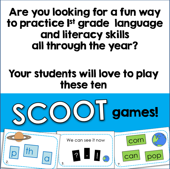 Scoot Task Card Games - First Grade Language and Literacy | Made By ...