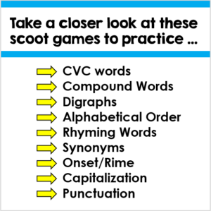 Scoot Task Card Games - First Grade Language and Literacy | Made By ...