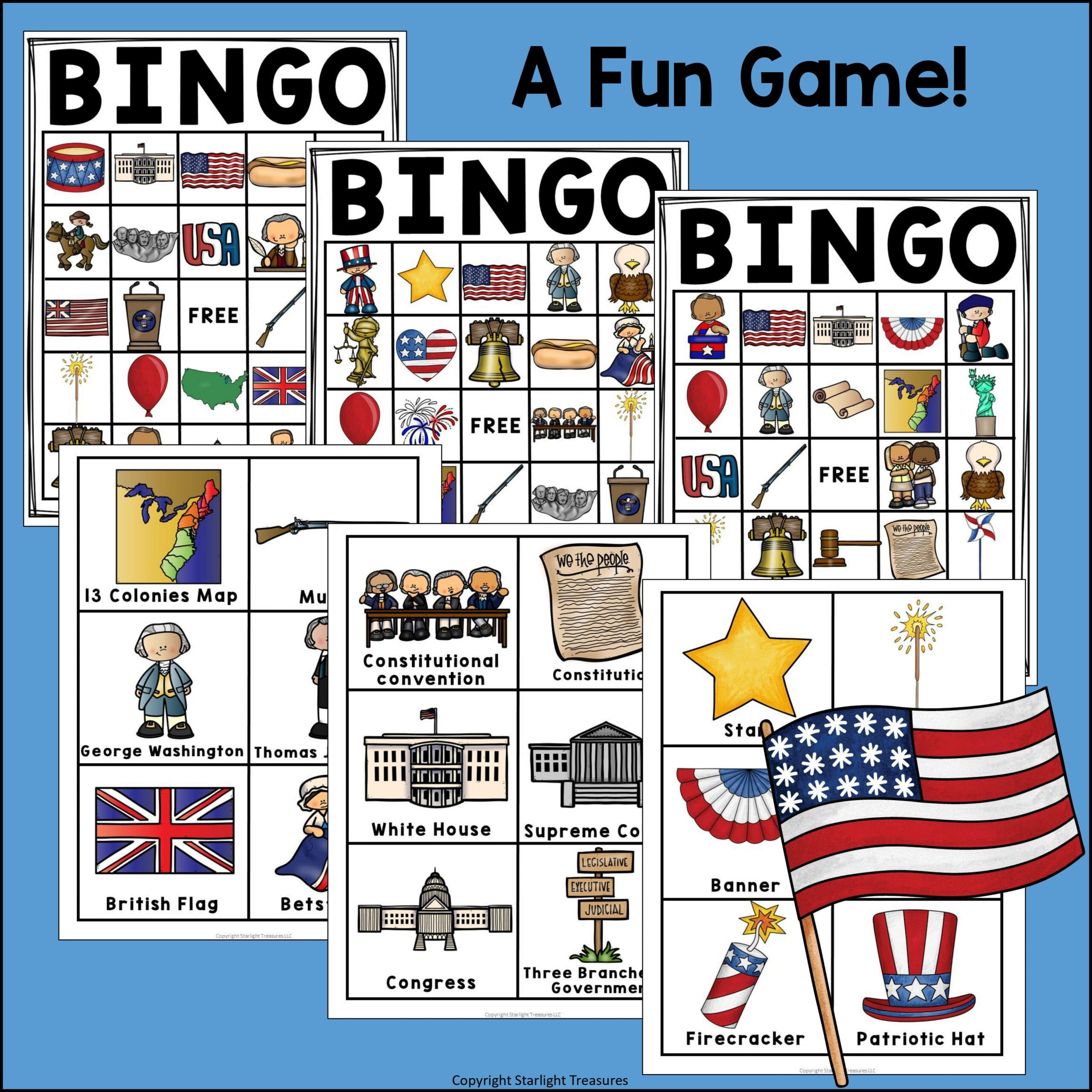Independence Day Bingo Cards for Early Readers - July 4th, Independence ...