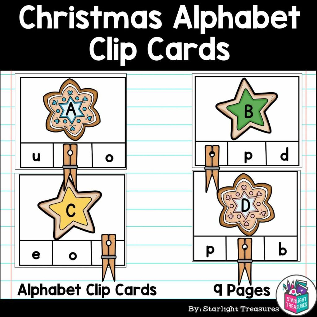 Christmas Alphabet Clip Cards for Early Readers - Alphabet Clip Cards ...