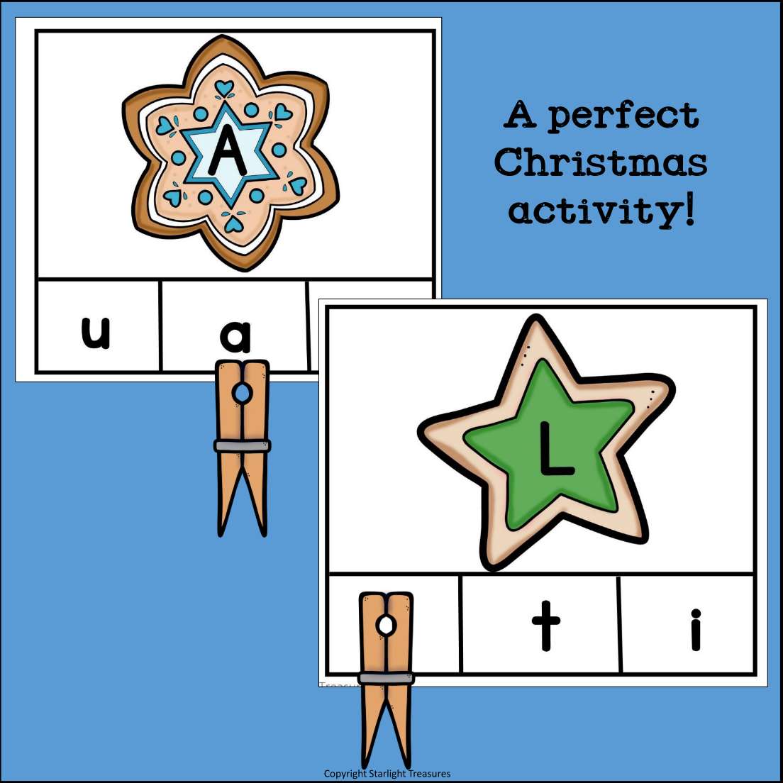 Christmas Alphabet Clip Cards for Early Readers - Alphabet Clip Cards ...