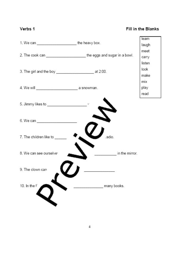 Vocabulary Builder Fill in the Blanks worksheets Level 1 | Made By Teachers