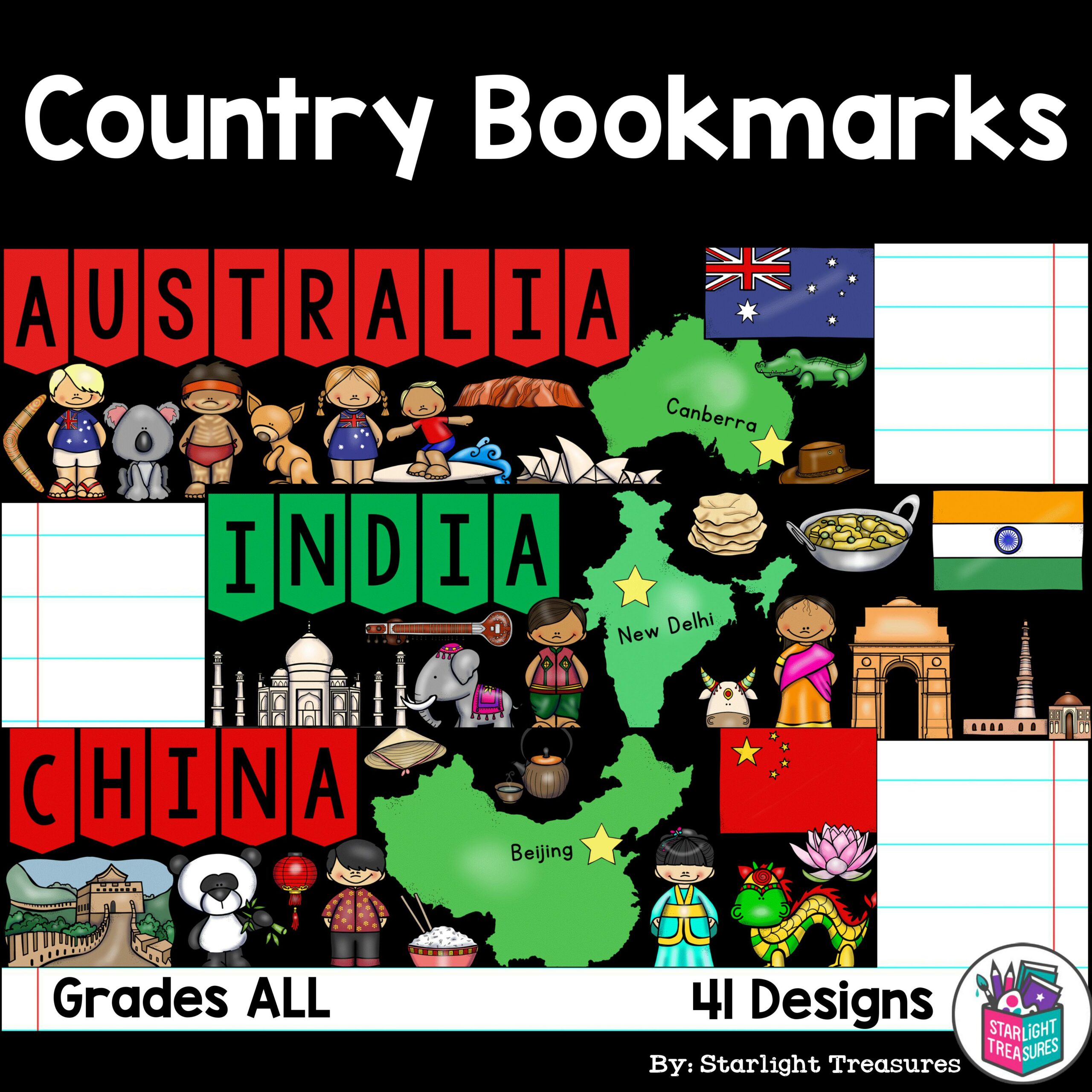 Country Cut n' Color Bookmarks - Country Bookmarks for Early Readers ...